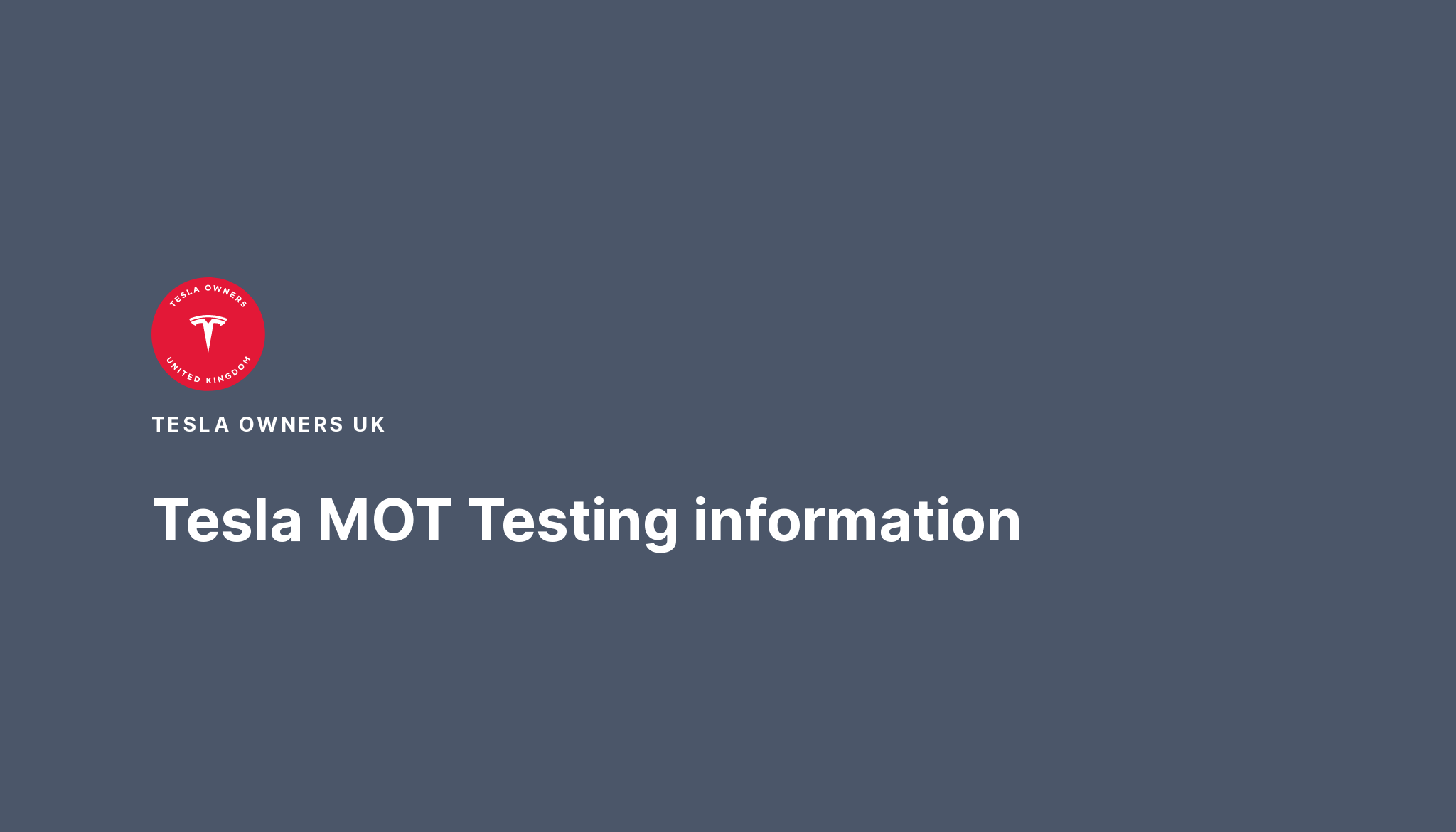 Tesla MOT Testing information - Tesla Owners UK